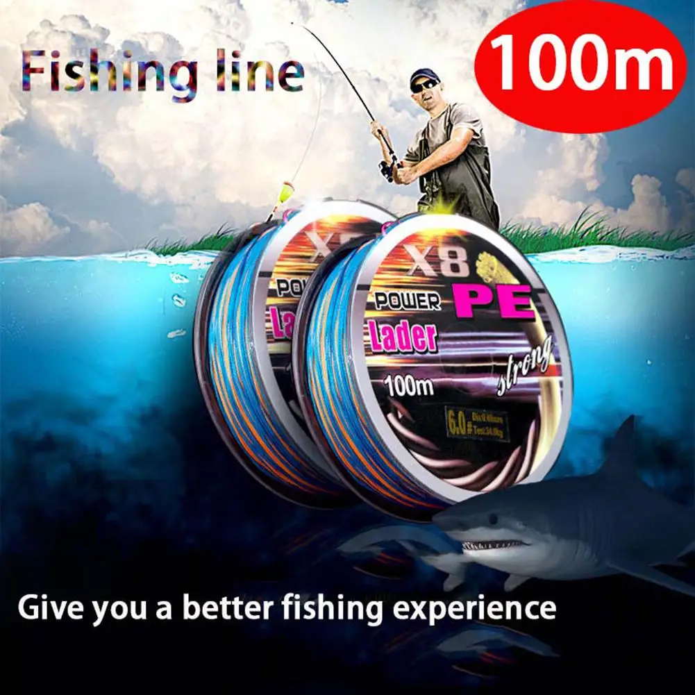 100m/1roll 8 strand Colorful Pe Fishing Line Super Strong Long distance ...