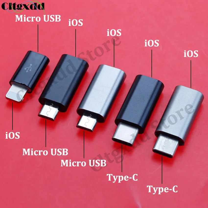 Micro-USB-IOS-Type-C-Connector-Adapter-Male-to-Female-Charging-Cable ...