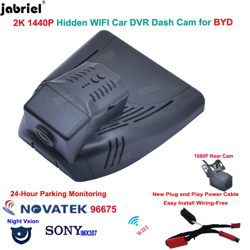 For-BYD-atto-3-2022-2023-Dash-Cam-Dual-Camera-Auto-Wifi-2K-1440P-Car ...