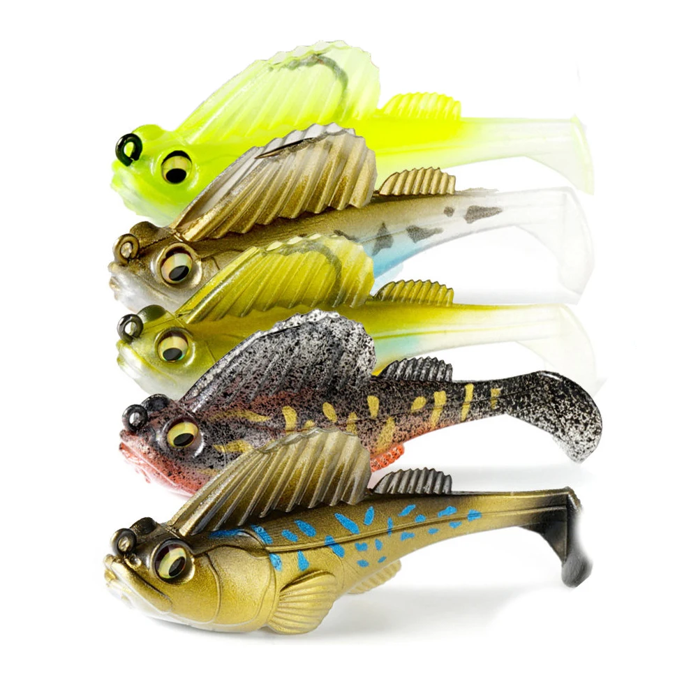 6pcs-lot-Dark-Sleeper-Swimbaits-T-tail-Soft-Bait-Mustad-Hook-fit ...
