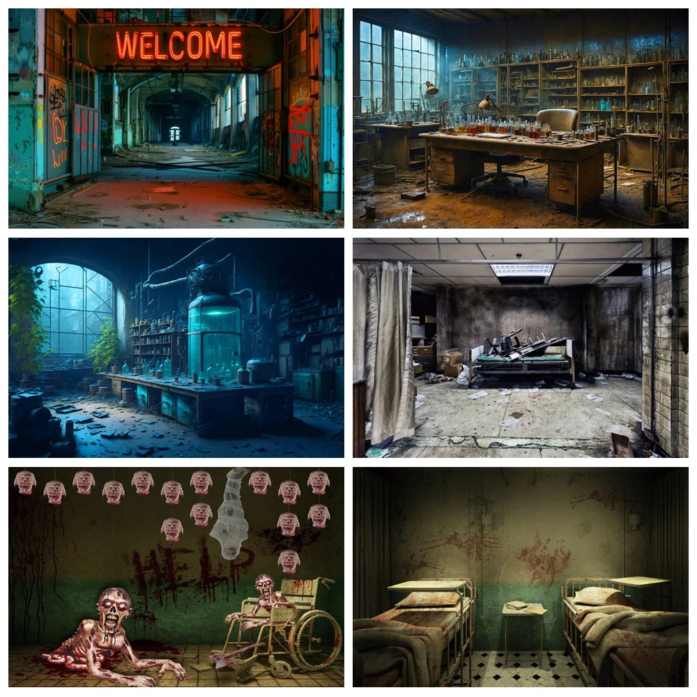 Horror-Halloween-Photography-Backdrop-Hospital-Classroom-Bloody-Haunted ...