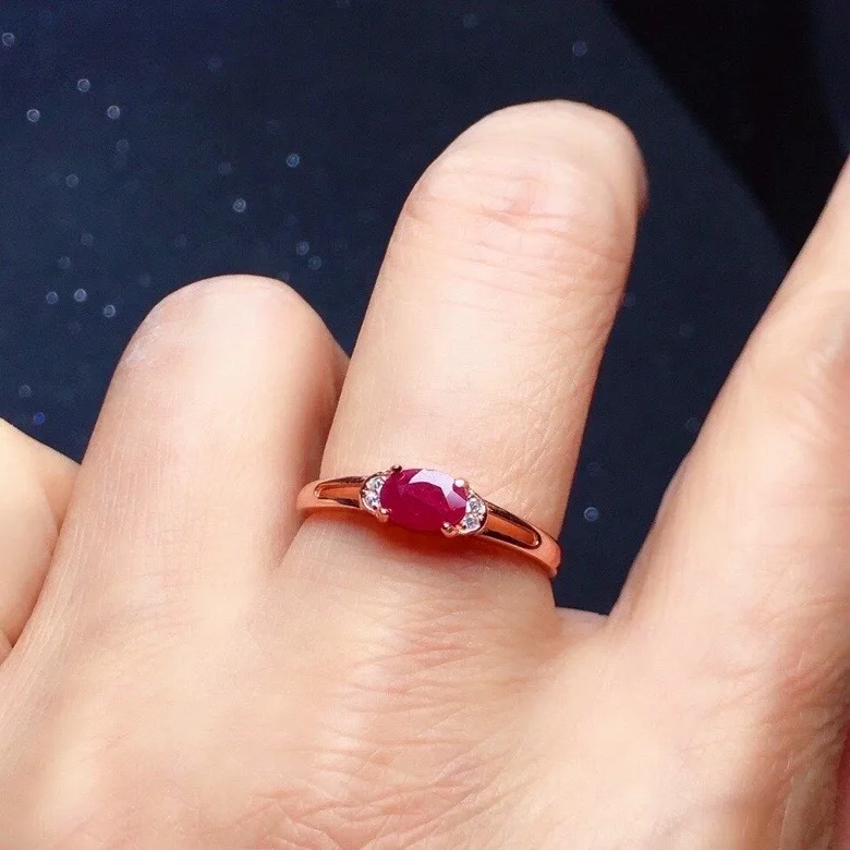 0-5ct-Natural-Ruby-Ring-4mm-6mm-Ruby-Silver-Ring-for-Engagement-18K ...