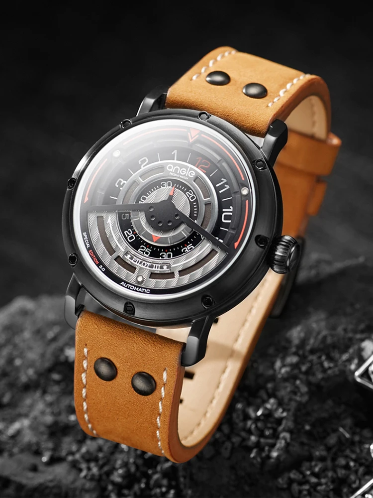 Punk Vintage Pilot Watch Men Automatic 43mm ANGIE Limited Edition ...