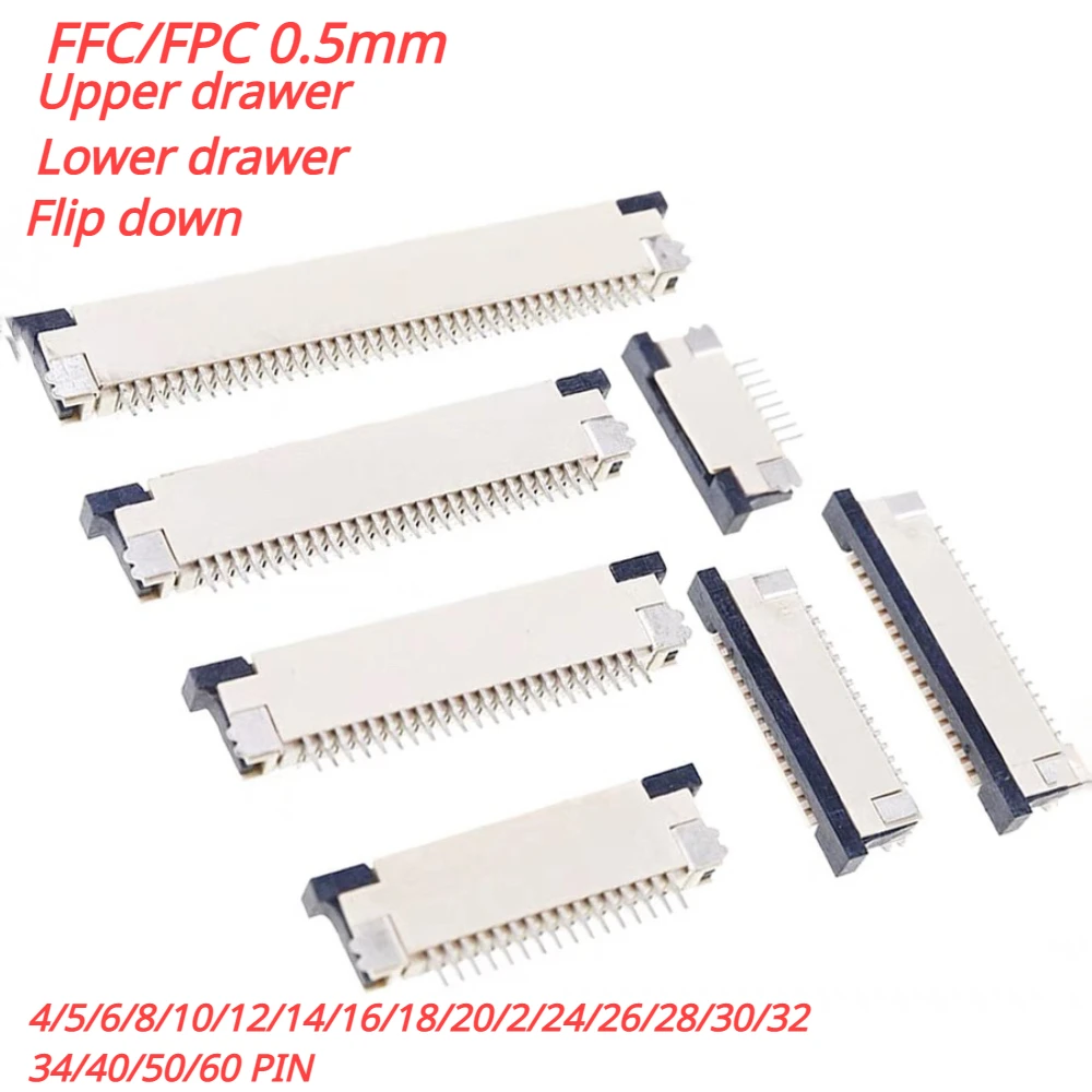 10PCS-FFC-FPC-Connector-0-5MM-Pitch-Flat-Cable-Socket-Adapter-Lower ...
