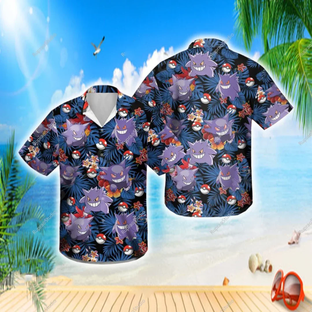 Camisa-de-Pok-mon-para-hombre-y-ni-o-camisa-Tropical-hawaiana-con ...