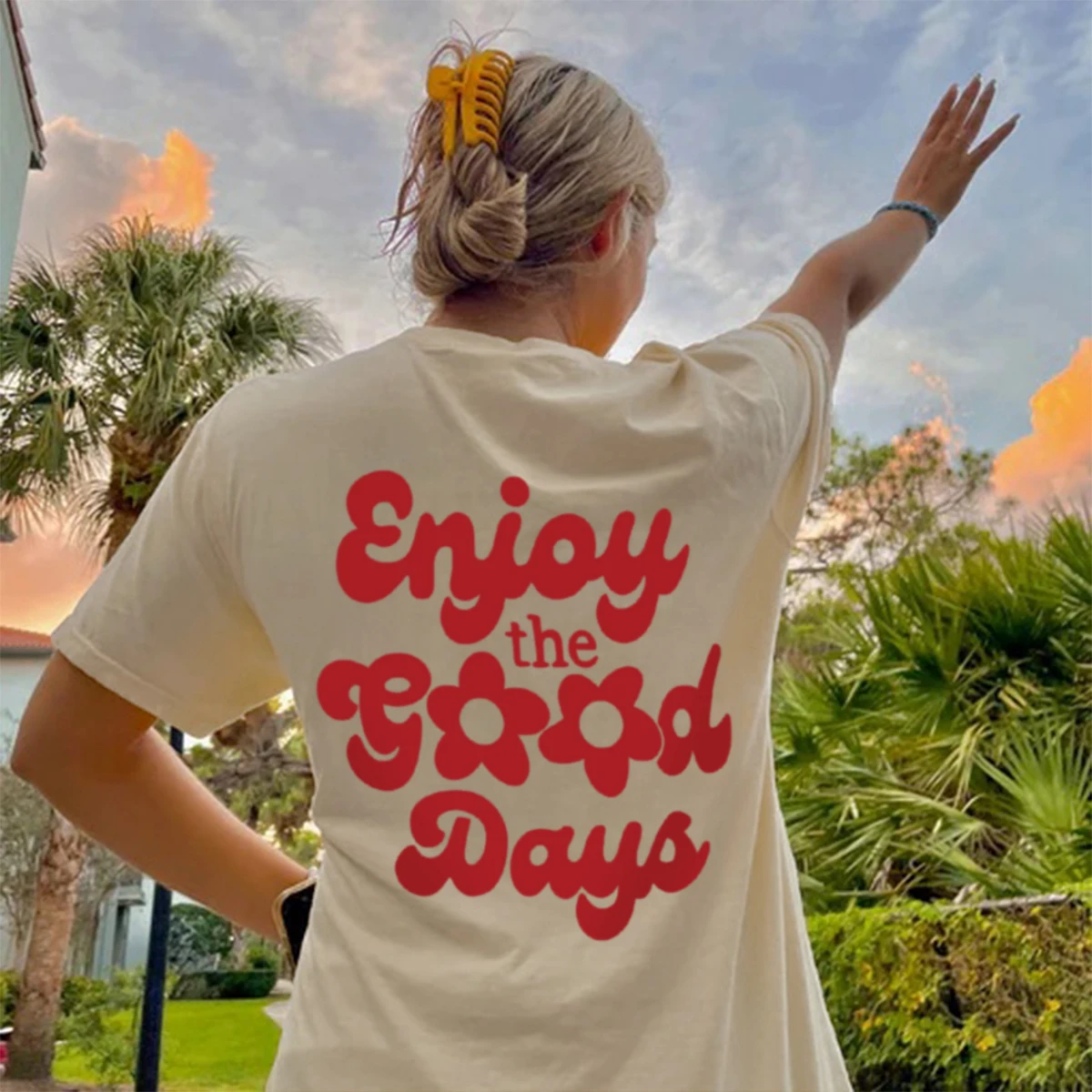 Women-s-Summer-T-Shirt-With-Enjoy-the-Good-Days-fonts-feature-bold ...