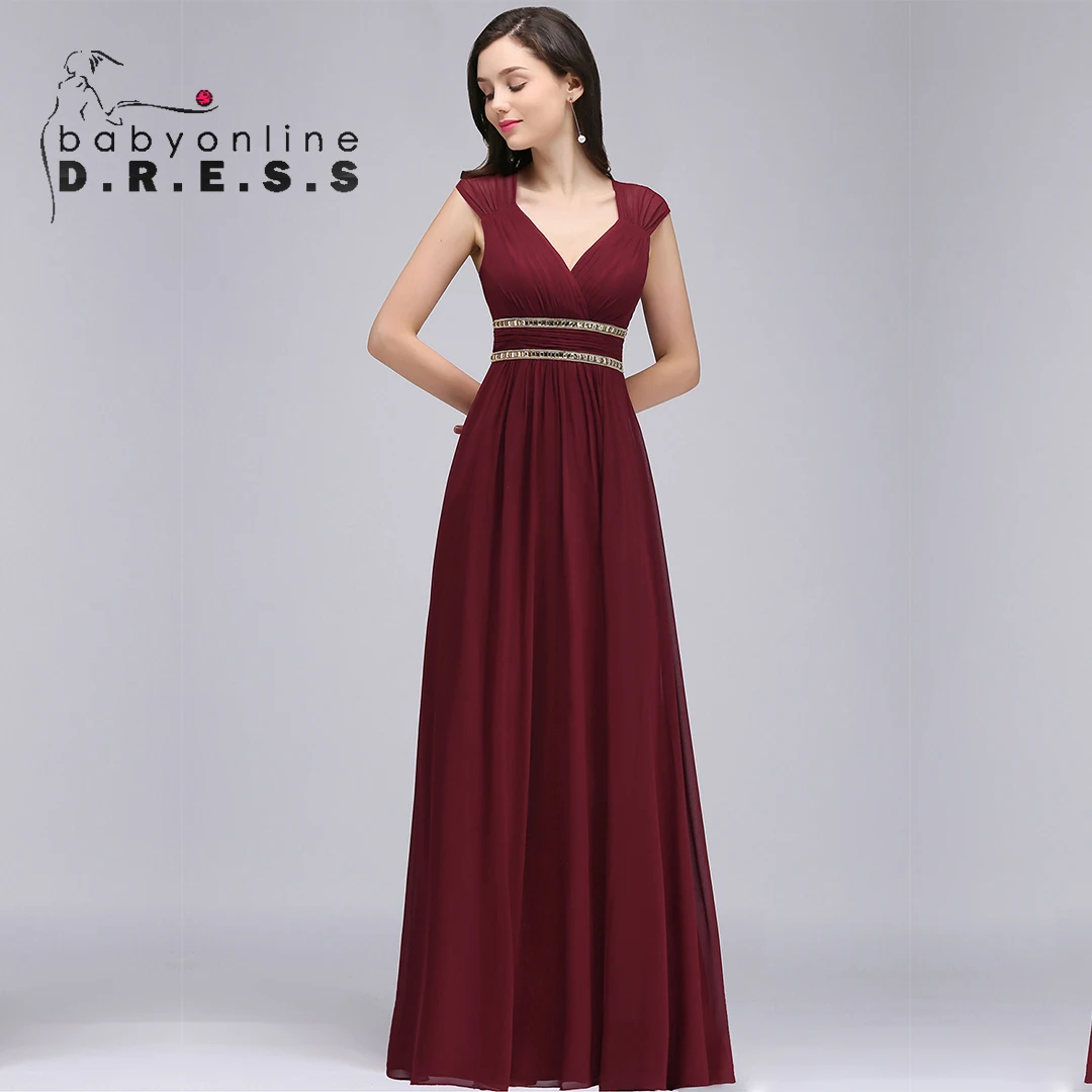 BABYONLINE-Vestidos-de-Noche-brillantes-con-cuello-en-V-doble-longitud ...