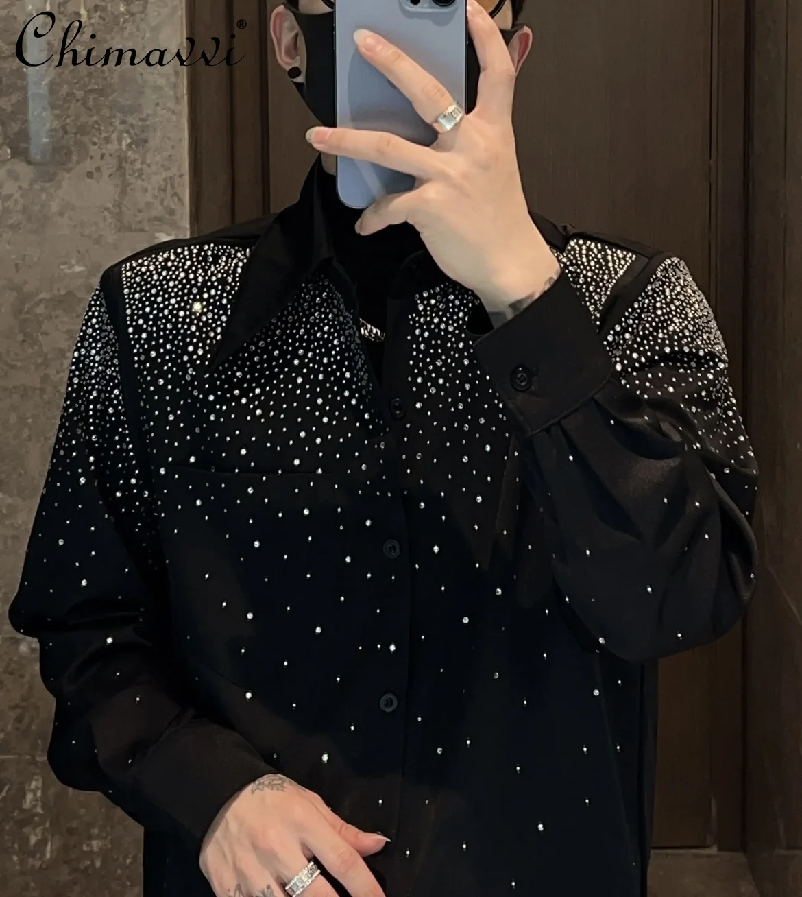 High-end-Rhinestone-Shirt-Men-s-Long-Sleeve-2023-Autumn-New-Fashion ...