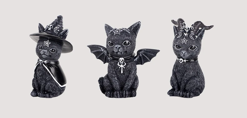 Objets décoratifs,Figurines de magicien en résine,chat magique noir ...