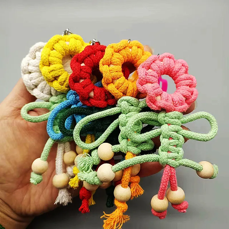 Cotton-Rope-Handcraft-Colorful-Flower-Charm-Pendant-Sunflower-Design ...