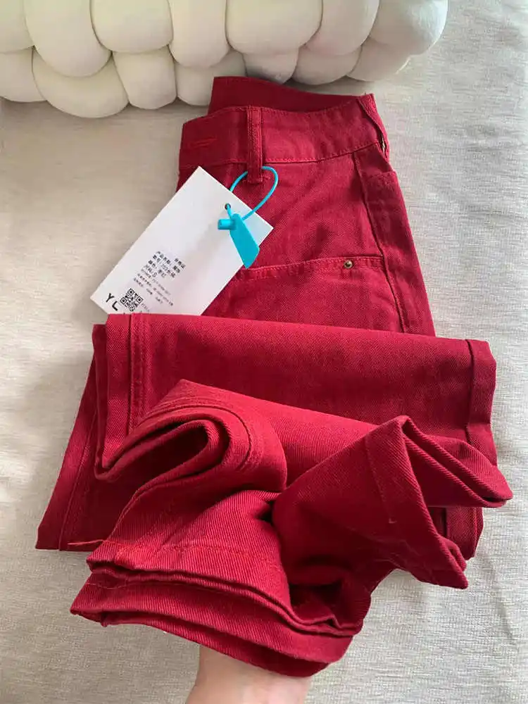 American Style Red Jeans Women Spring/Summer New Design Sense High ...