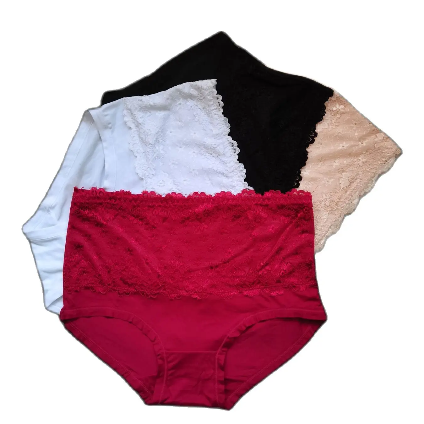 Culotte Taille Haute Respzed en Dentelle pour Femme, Sous-Vêtement en Fibre de Bambou, Grande Taille