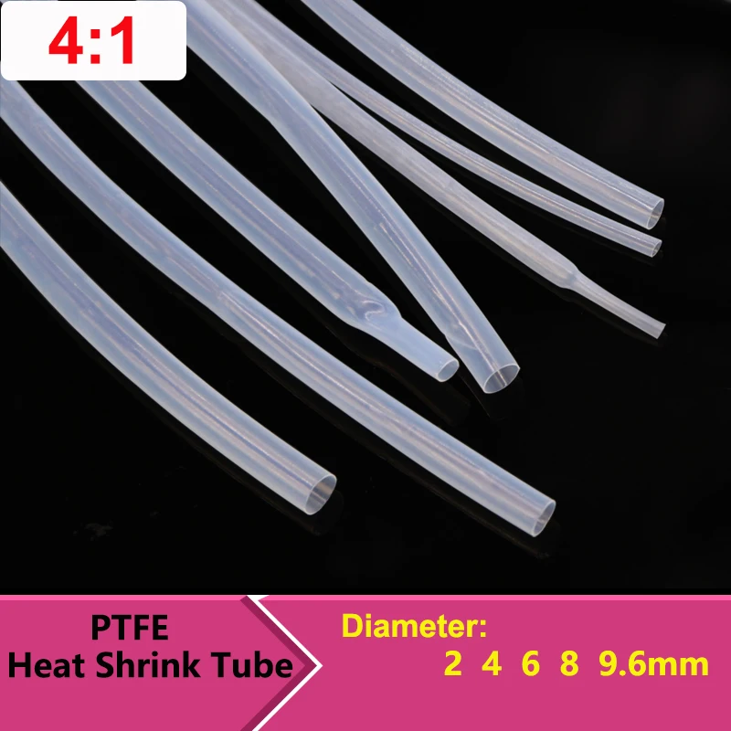 1/10/30M 4:1 PTFE Transparent shrink tube Shrinkage Ratio 2 4 6 8 9.6mm ...