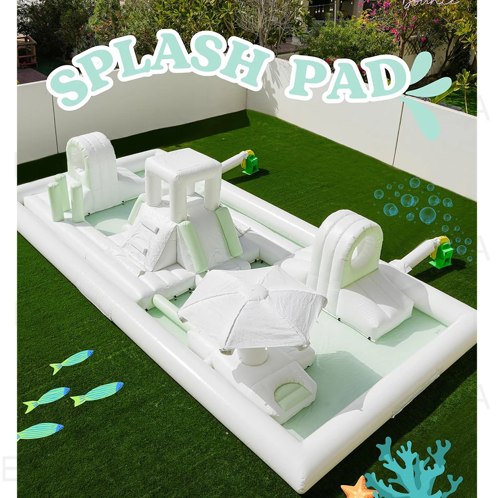 Custom-Soft-Play-Water-Park-Inflatable-Bouncy-Castle-Playground-White ...