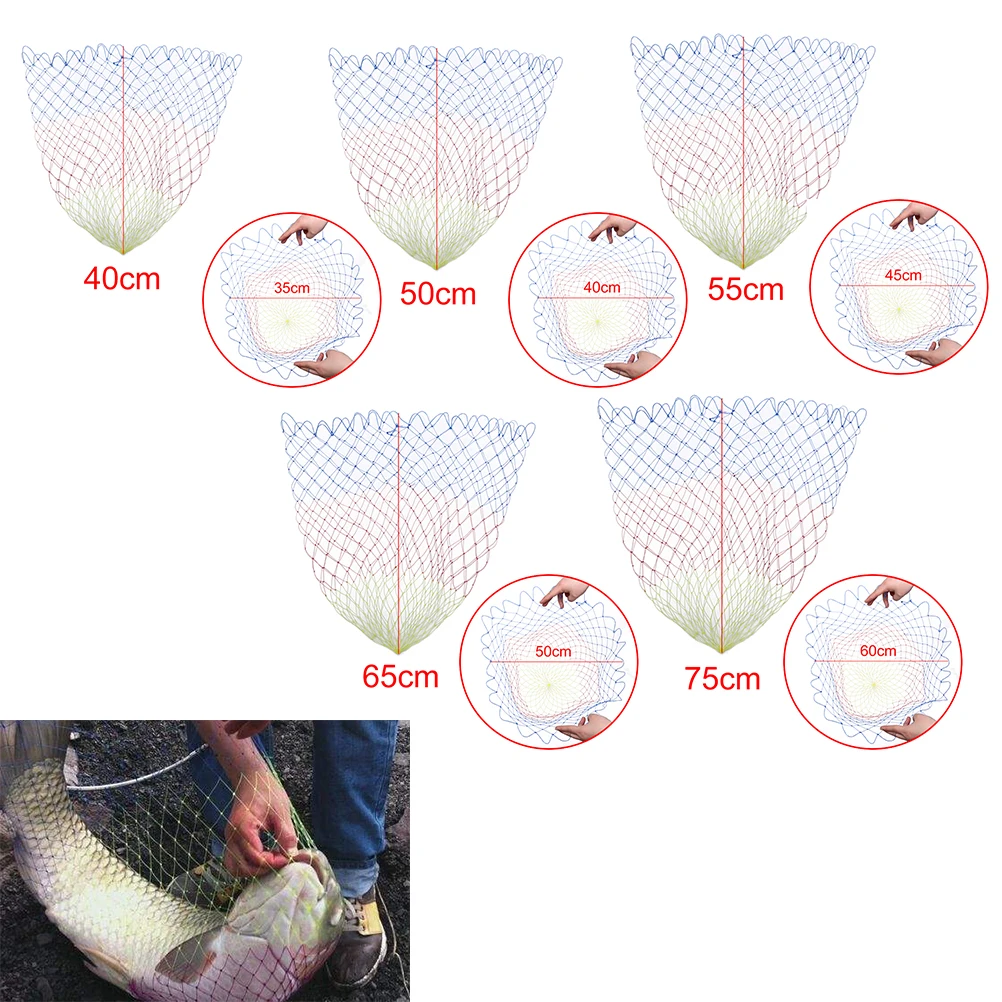 5 Sizes Nylon Fishing Net Collapsible Fishing Tools Mesh Hole Depth ...