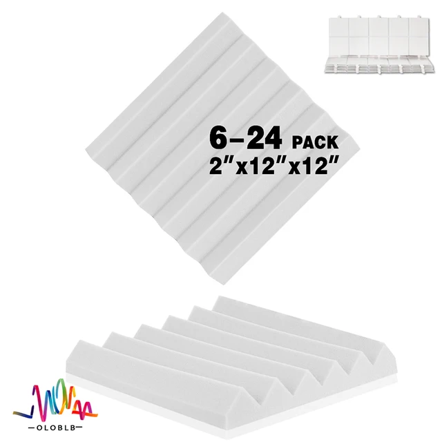 White Acoustic Foam Panels 6-24 Pcs Soundproofing Foam Sound Absorbing ...