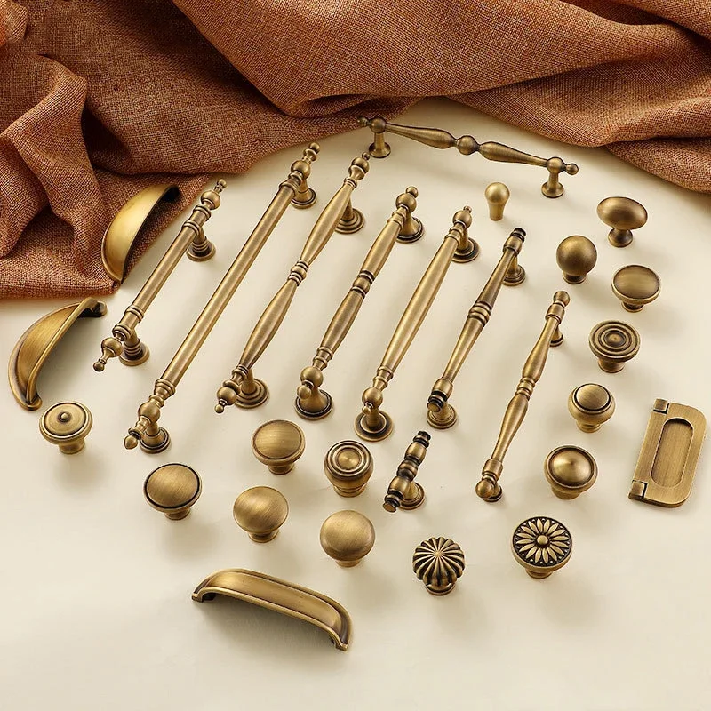 Antique-Solid-Brass-Cabinet-Handles-Vintage-Cup-Pulls-Retro-LuxuryT-Bar ...