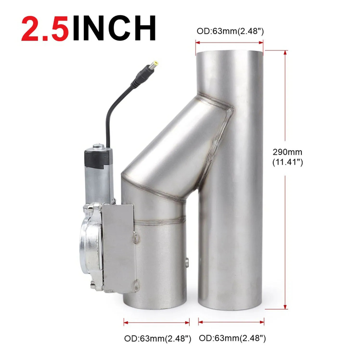 2-5-Stainless-Steel-Headers-Y-Pipe-Electric-Exhaust-Cutout-Single-Valve ...