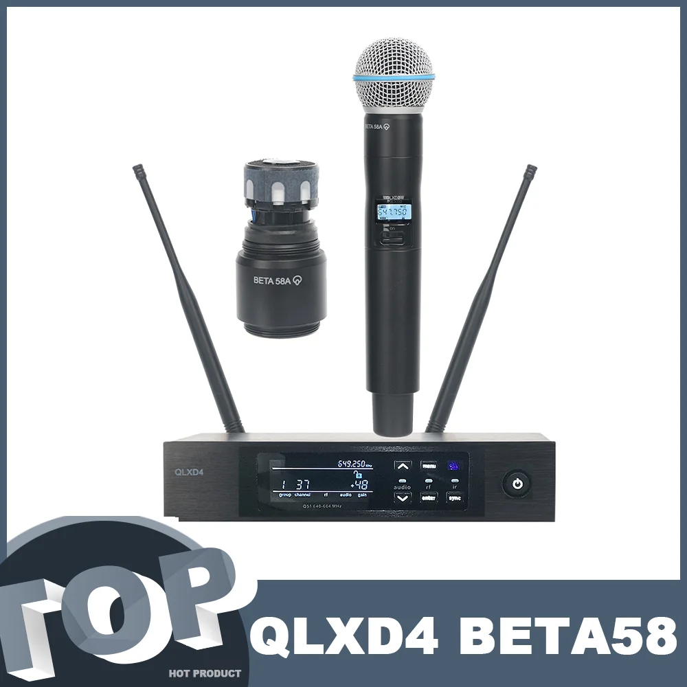 Microfone sem fio Mic para sistema de microfone sem fio, QLXD24, UHF verdadeira diversidade ...