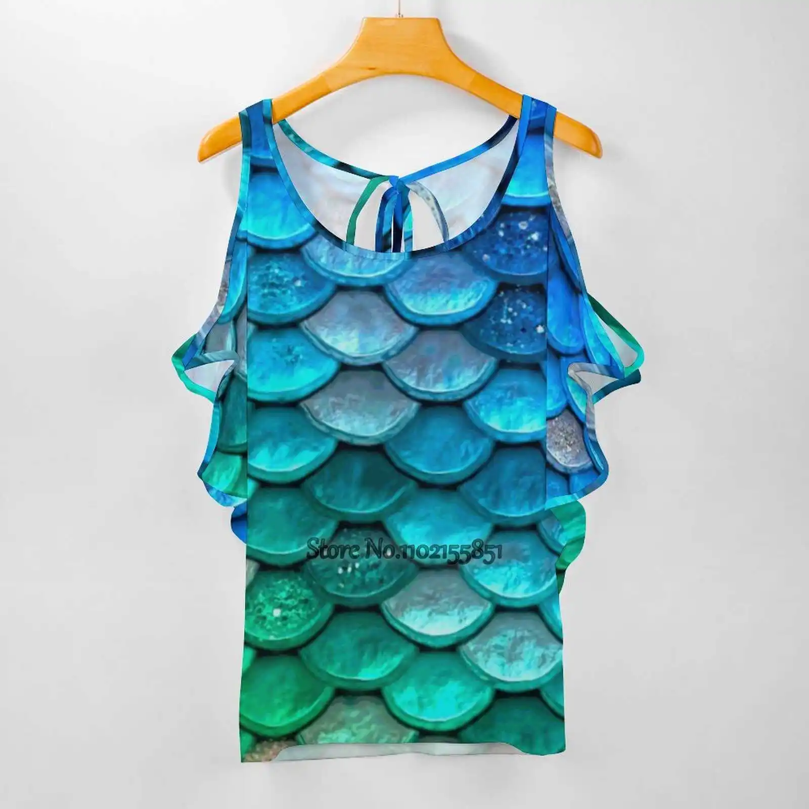 Green And Blue Sparkle Faux Glitter Mermaid Scales Woman Tshirts ...