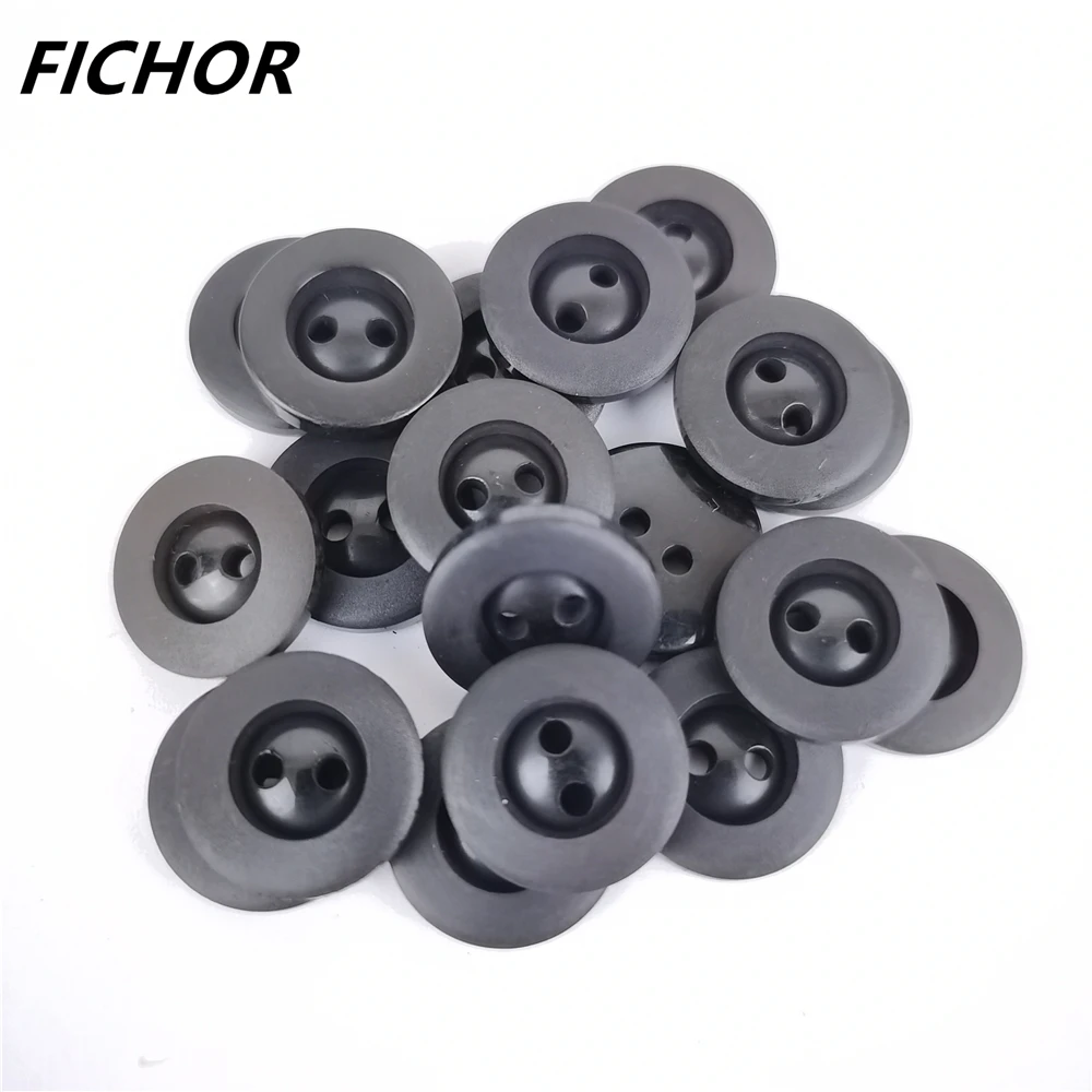 30 Pcs 15mm 2 Holes Black Round Buttons Concave Resin DIY Hand Sewing ...