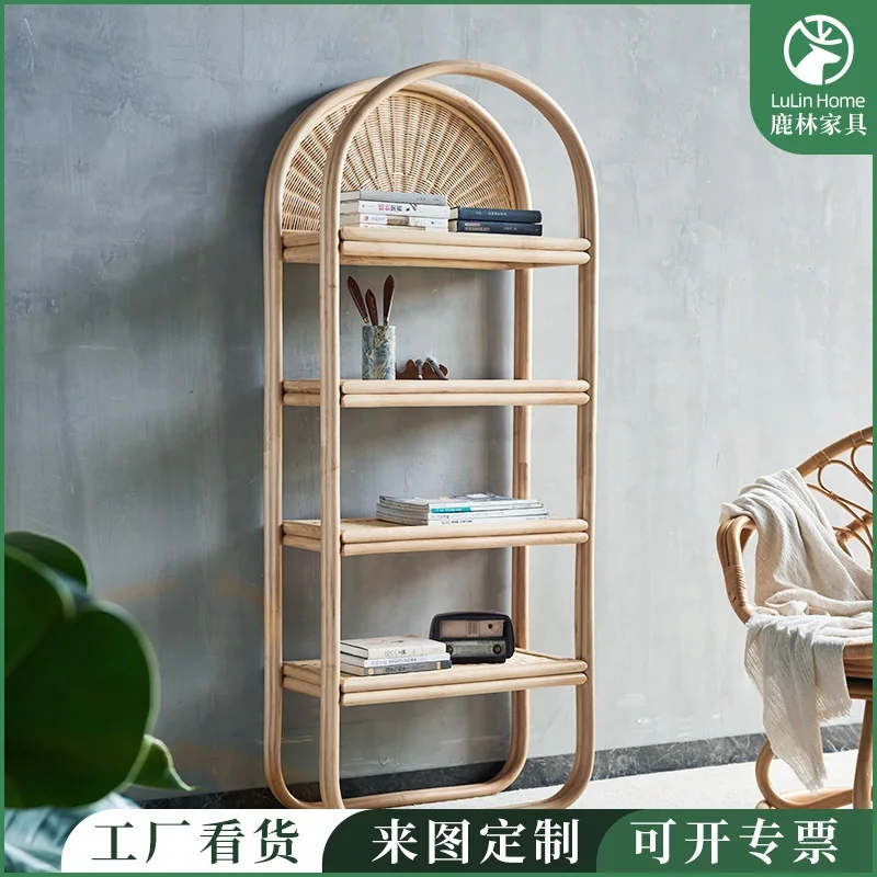 Minimalist-Rattan-Bookshelf-and-Storage-Shelf-Floor-Storage-Arc ...