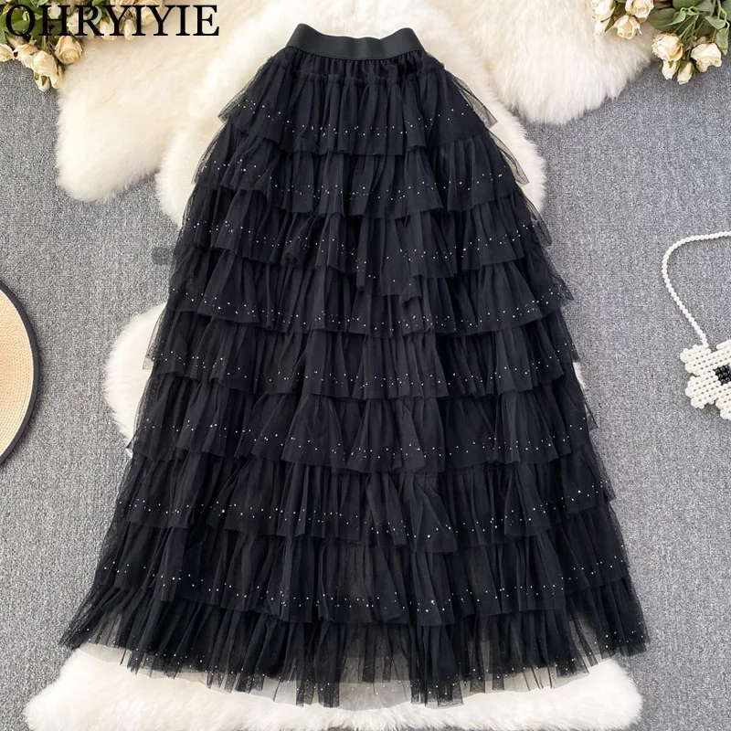 OHRYIYIE-Fashionable-Long-Tiered-Tutu-Tulle-Skirt-for-Women-Autumn ...