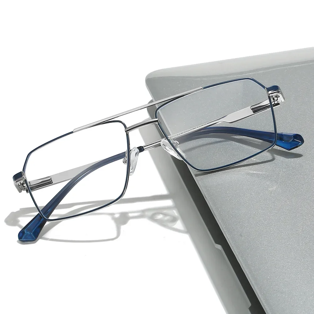 Vintage-Double-Frame-Flat-Light-Men-s-Eyeglasses-Metal-Frame-Anti-blue ...