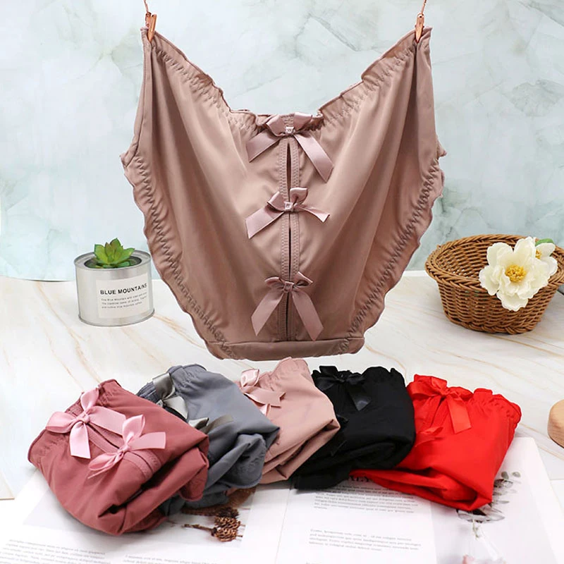 Plus-Size-Panties-Underwear-Women-Sexy-Bow-Hollow-Panties-with-High ...