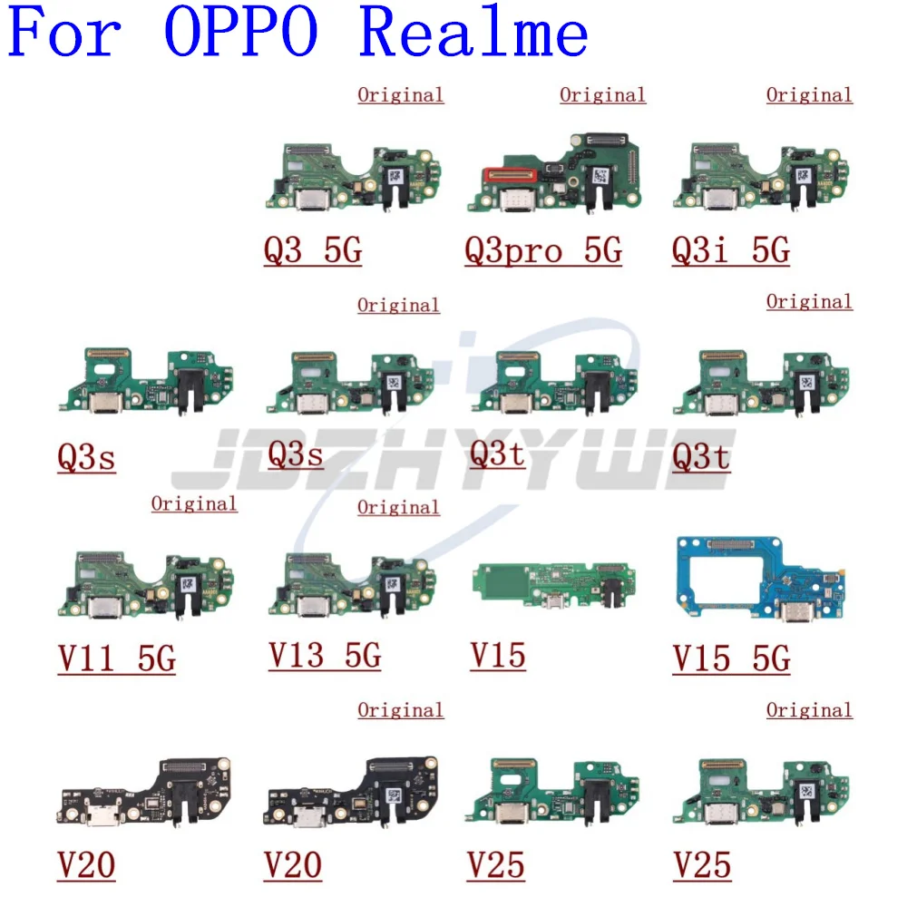 OPPO Realme Q3 Q3i Q3t Pro V11 V13 V15 V20 V25 용 마이크가있는 원래 USB 충전 포트 독 플러그 커넥터 충전기 보드 ...