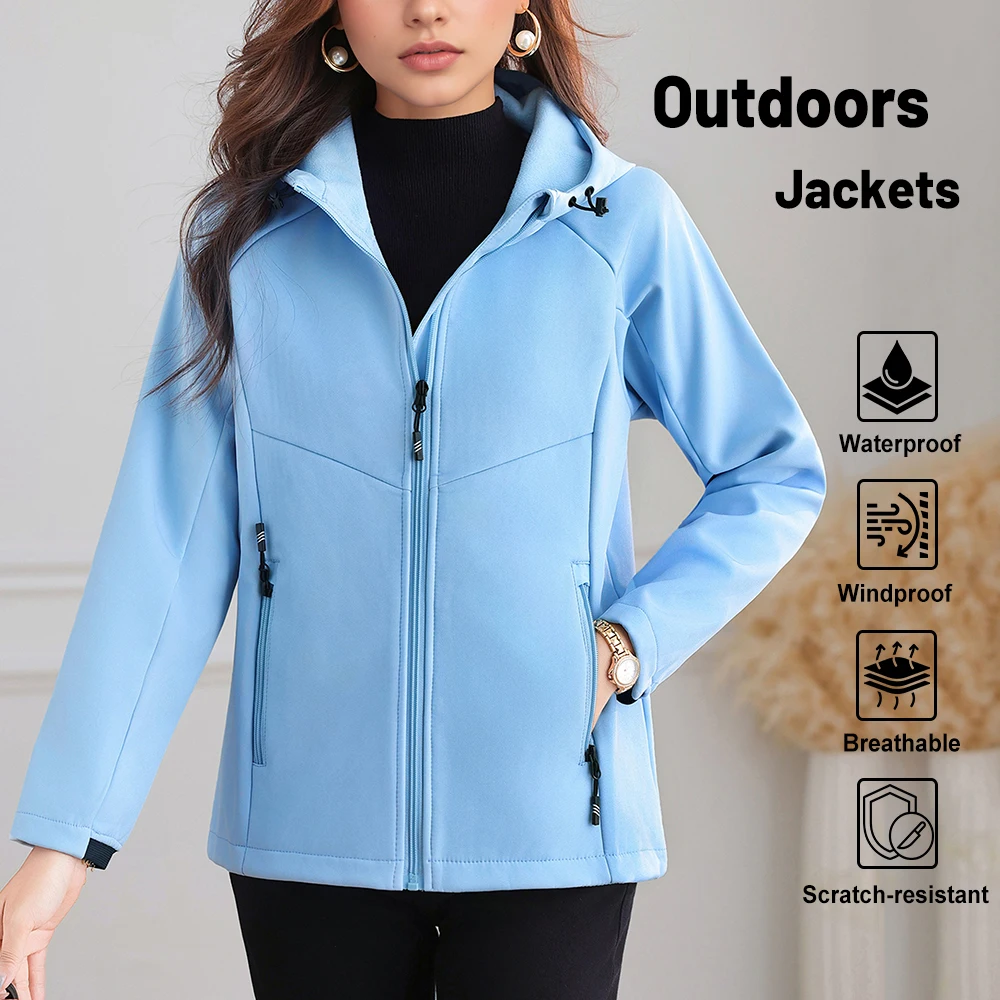 Women's waterproof fleece jacket windproof warm soft suitable for ...