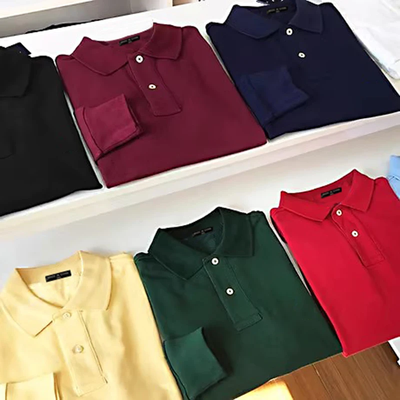 100-Cotton-Spring-Autumn-Polo-Para-Hombre-Men-Polo-Shirt-Long-Sleeve ...