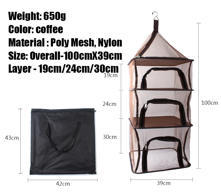 3 Layers Nylon Netting Collapsible Mesh Hanging Drying Net - NZshopsmart