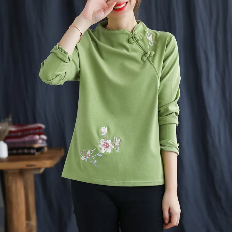 Blusa-Cheongsam-de-estilo-tradicional-chino-para-mujer-Camisa-de-algod ...