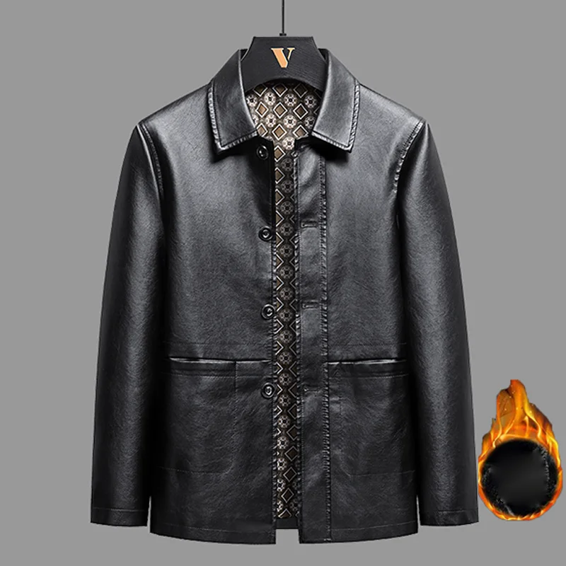 Real Leather Goat Skin Leather Jacket Men Spring Autumn Winter Added ...