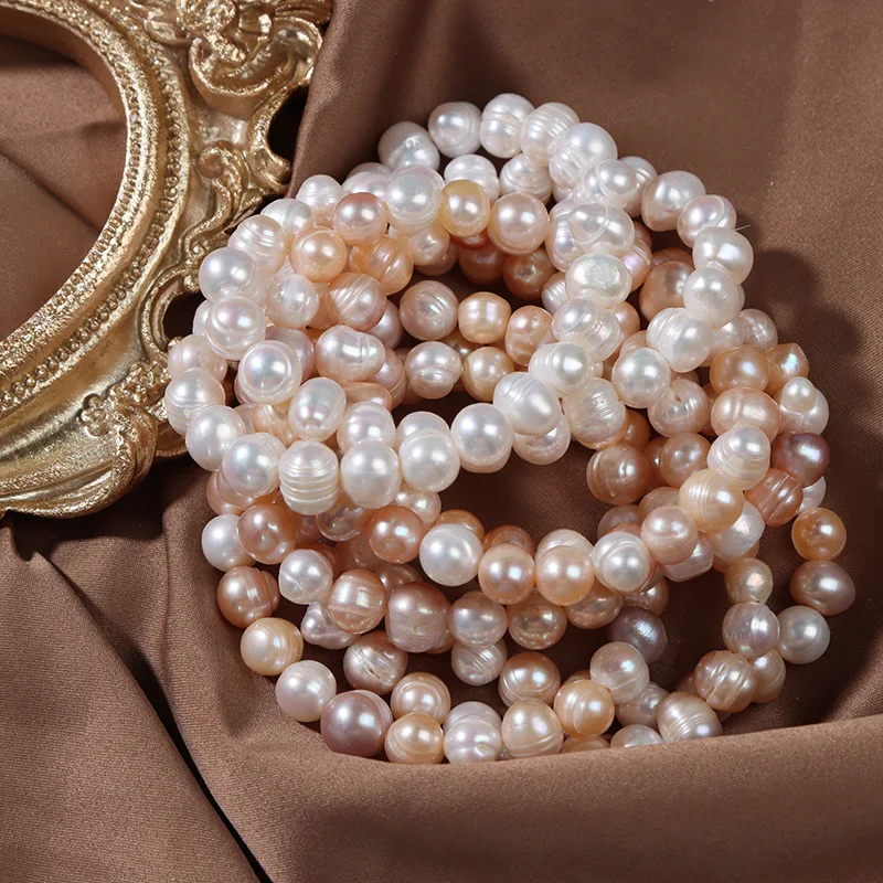 Pulsera-de-perlas-naturales-de-agua-dulce-para-mujer-brazalete-el-stico ...