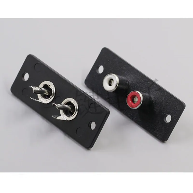 2PCS-RCA-2-Way-Terminal-Panel-Plate-Input-Phono-Chassis-Socket-Audio-AV ...