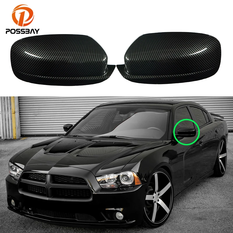 Car-Front-Door-Side-Rear-View-Mirror-Shells-Glossy-Black-Carbon-Fiber ...