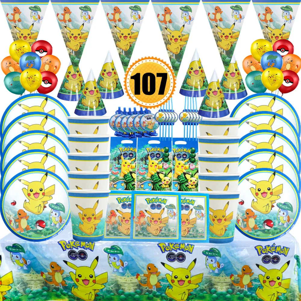107-p-s-tema-pokemon-decora-es-de-festa-de-anivers-rio-crian-as-descart ...