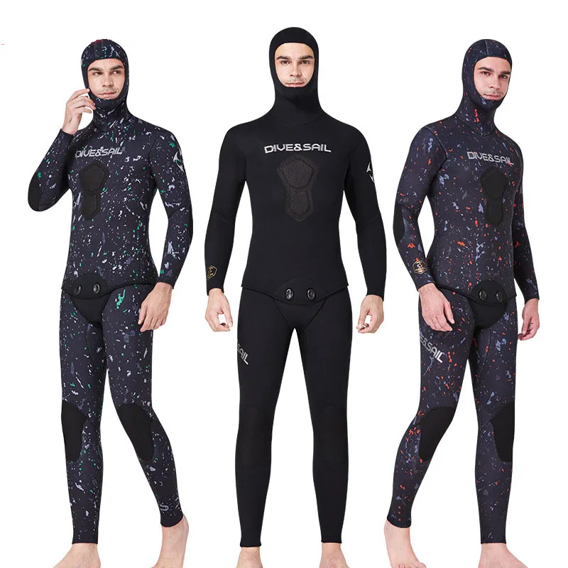 Men-s-Professional-Fishing-Suit-CR-5mm-Two-Pieces-Free-diving-Suit-with ...