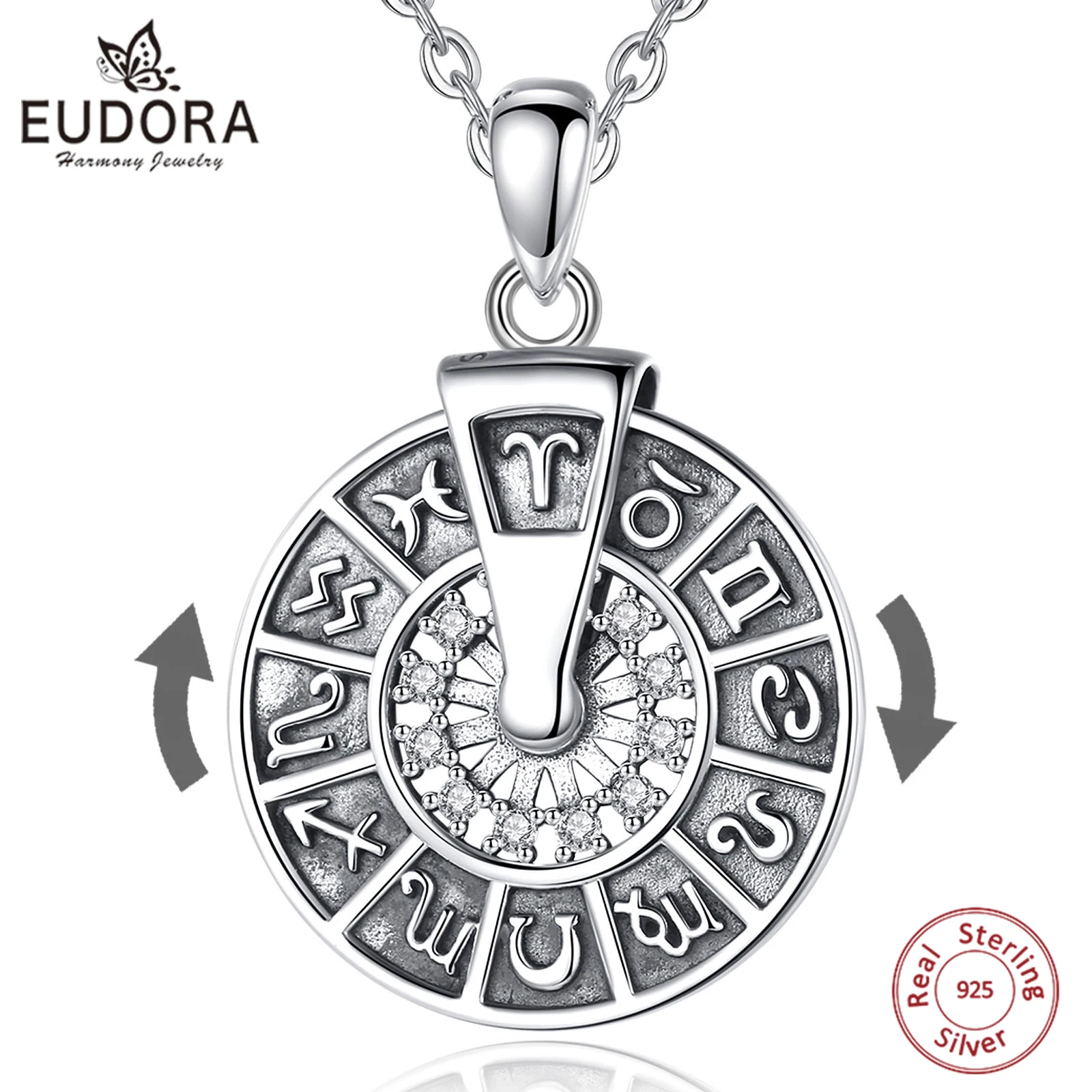 Eudora-925-Sterling-Silver-12-Zodiac-Whee-Necklace-for-Man-Women ...