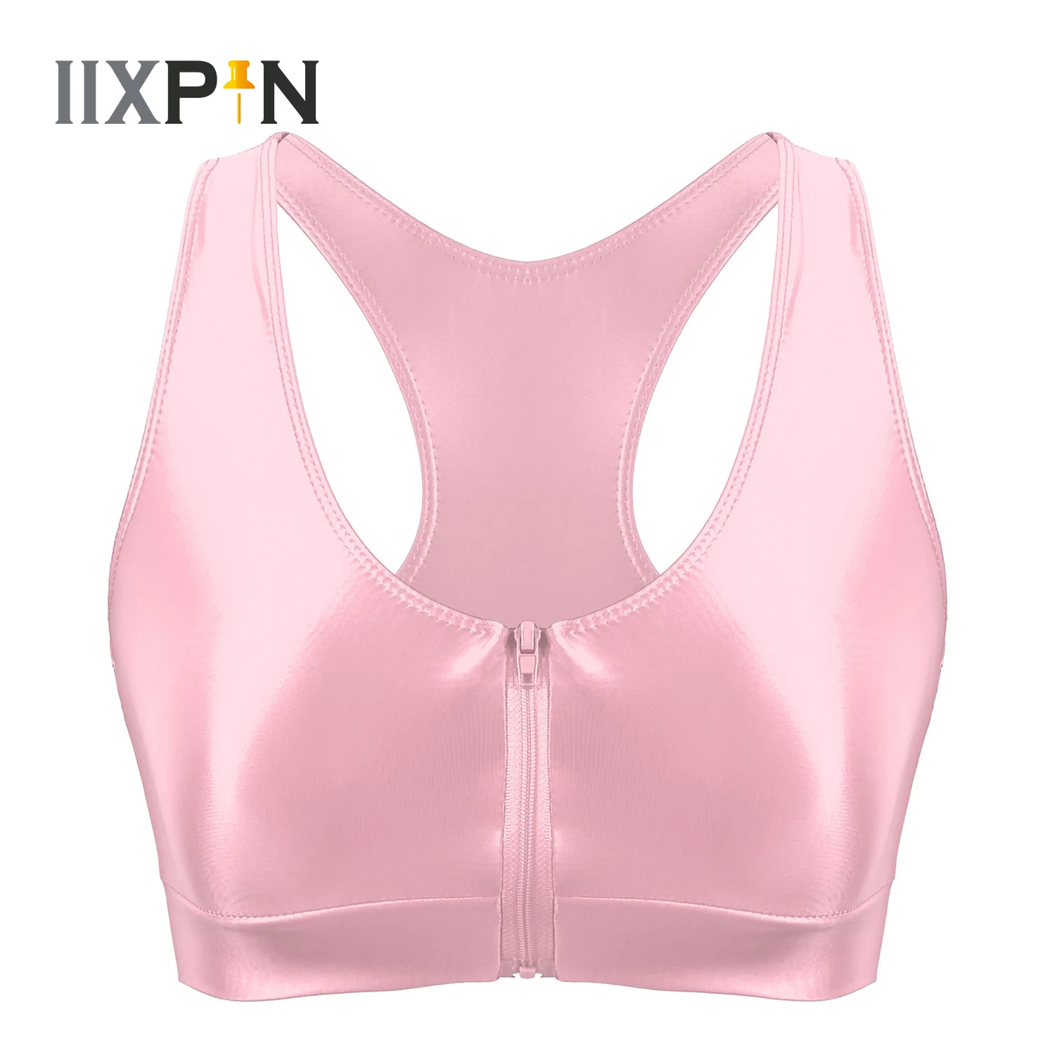 Women-Casual-Front-Zipper-Short-Tank-Top-Bralette-Stretchy-Sleeveless ...