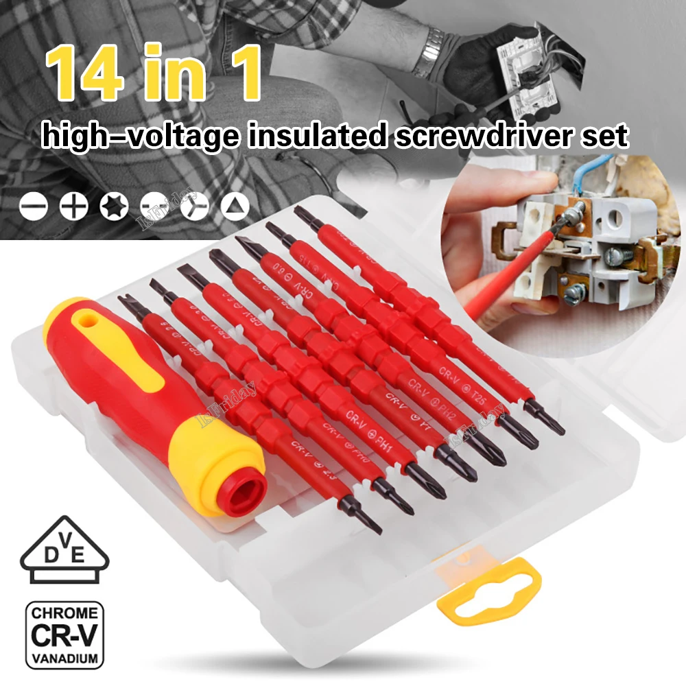 Interchangeable-insulated-screwdriver-set-magnetic-slot-end-maintenance ...