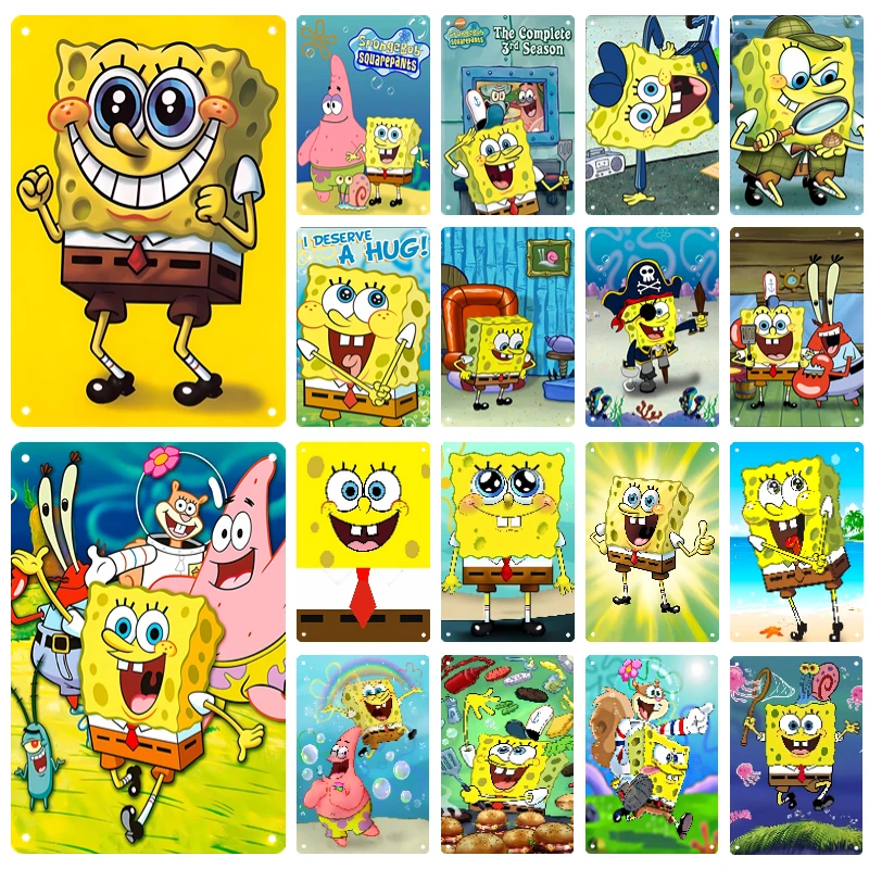 Spongebob-Squarepants-Metal-Tin-Sign-Classic-Funny-Movie-Plaque-Living ...