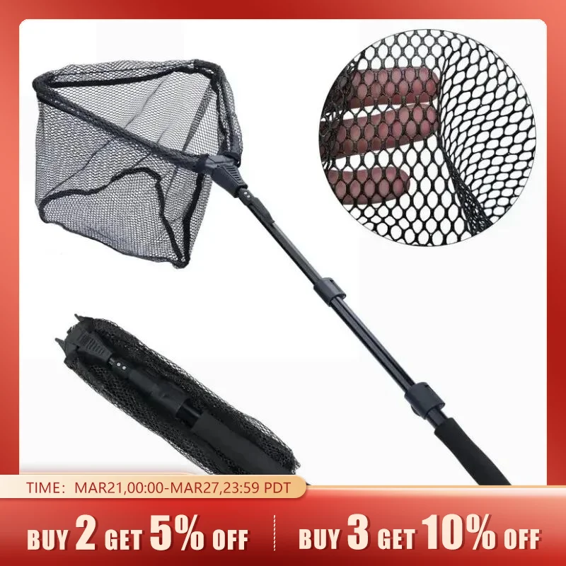 Foldable-Fishing-Net-with-Telescopic-Pole-and-EVA-Handle-Durable-Nylon ...