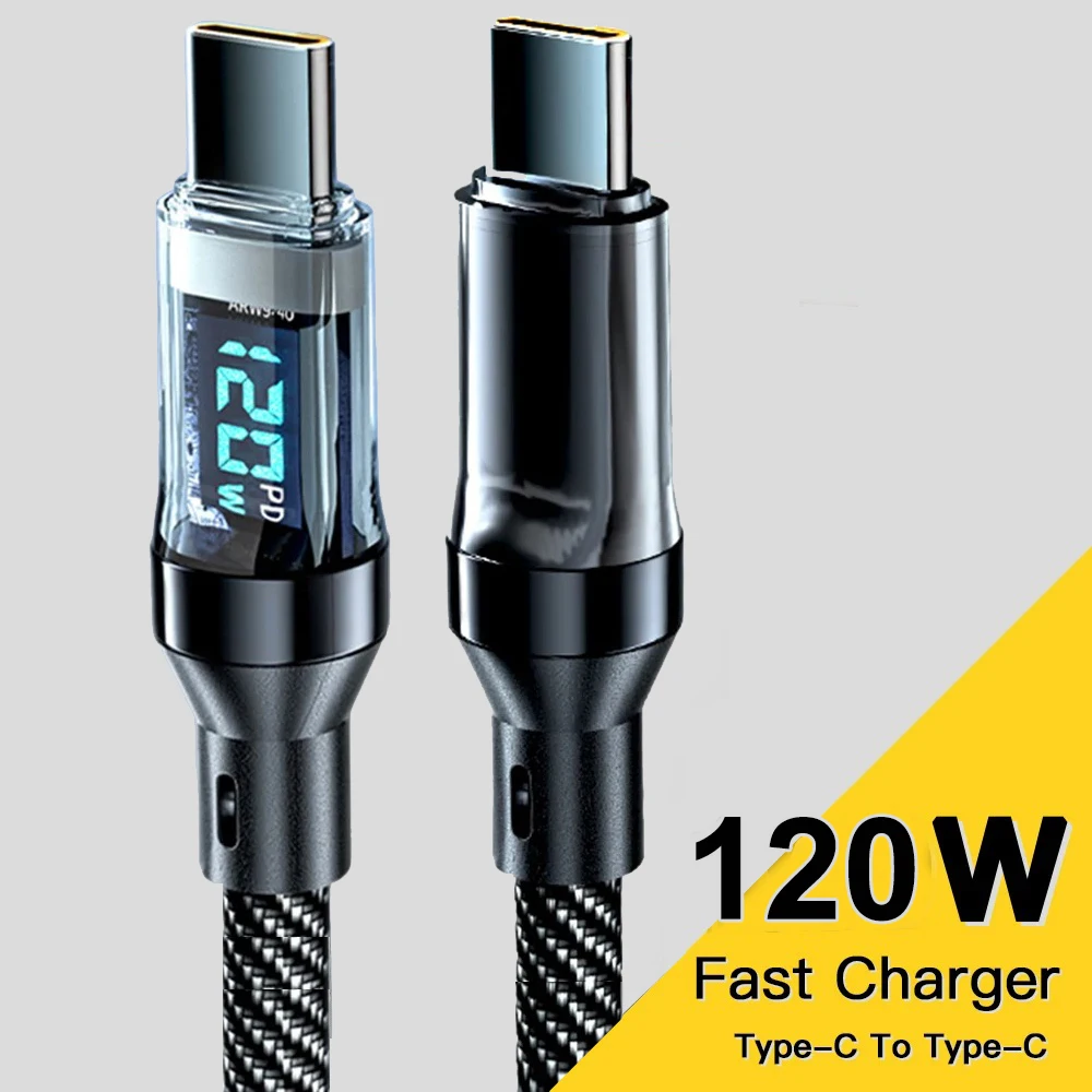 USB-Type-C-To-USB-C-Cable-120W-5A-PD-Fast-Charging-Charger-Wire-Cord ...