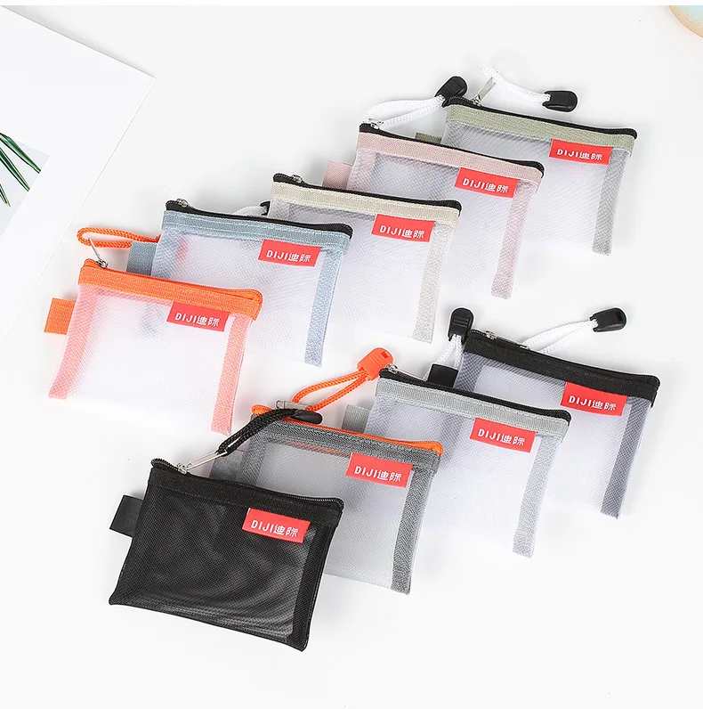 Mesh Zipper Card Storage Bag Mini Transparent ID Card Bank Credit Card ...