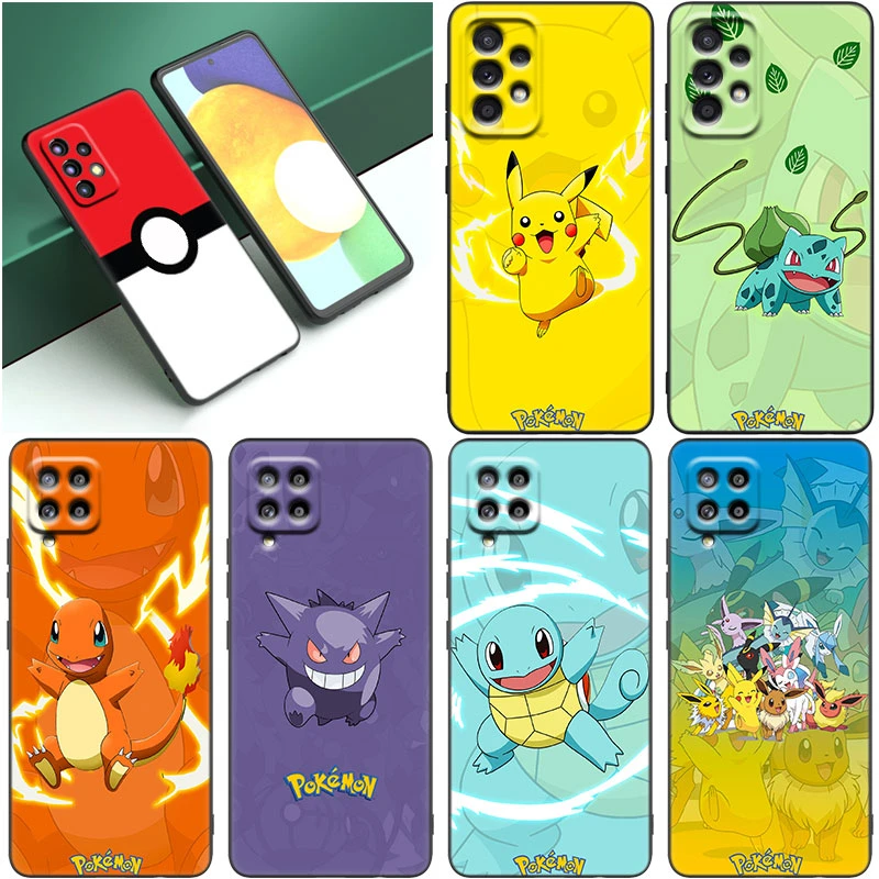 Pokemon Black Case For Samsung Galaxy A12 A13 A14 A22 A23 A32 A33 A34 ...