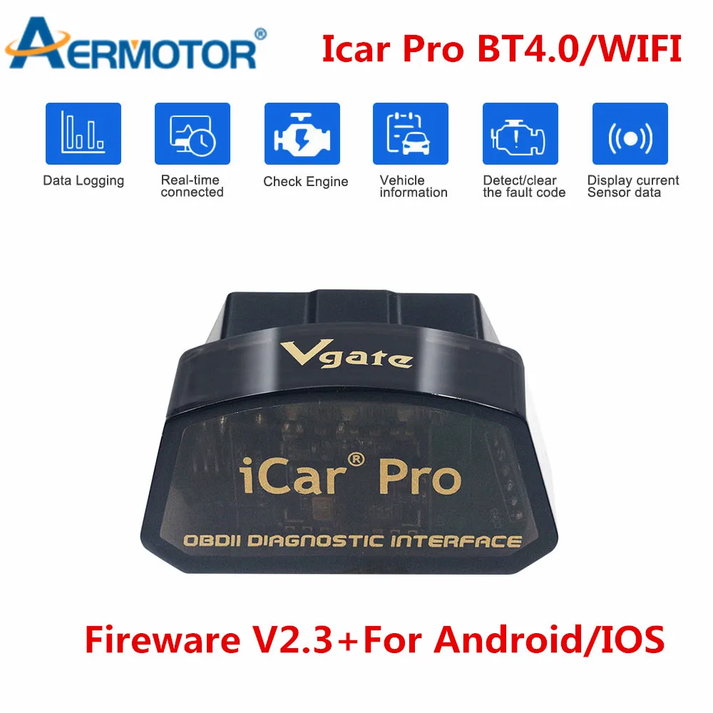 Vgate iCar Pro V2.3 ELM327 Bluetooth 4.0/WIFI OBD2 Auto Code Scanner For Android/IOS Car ...