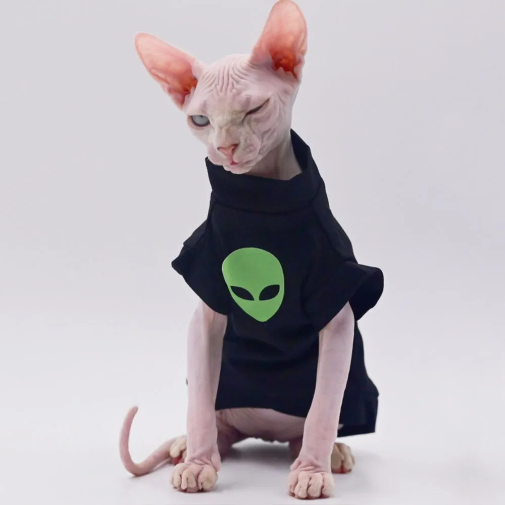 Ropa-Para-gato-Sphynx-abrigo-de-algod-n-negro-a-rayas-camiseta-de ...